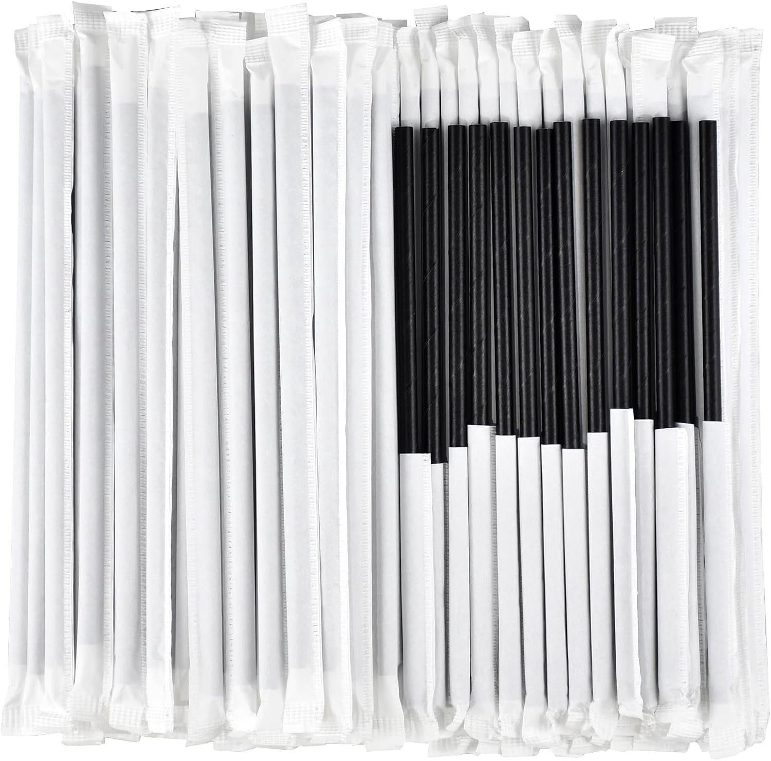 Black Paper Drinking Straws Bulk Individually Wrapped - 1000 Counts, 7. ...