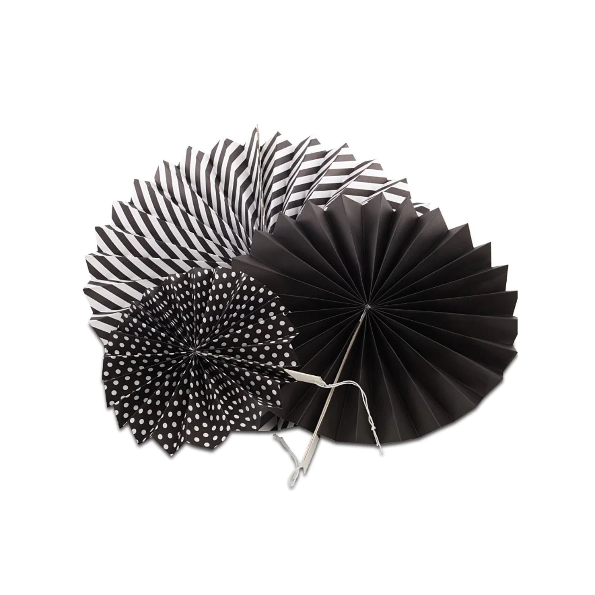 Black Paper Fans | Black Party Decor | Black Spiral Paper Fan Set - 3 ...