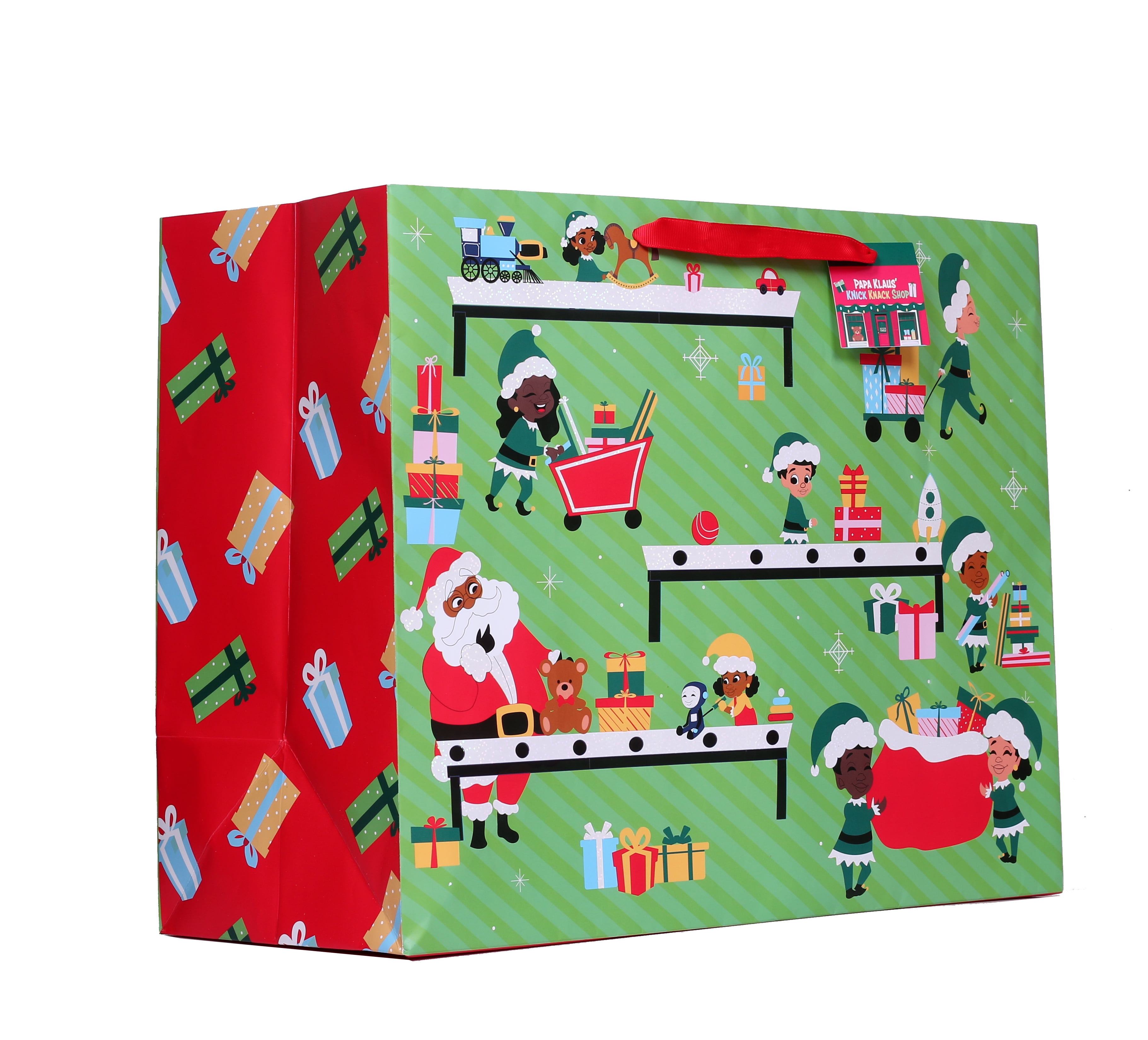 Black Paper Party Christmas Gift Bag, Santa's Workshop, 16" x 7" x 12. ...