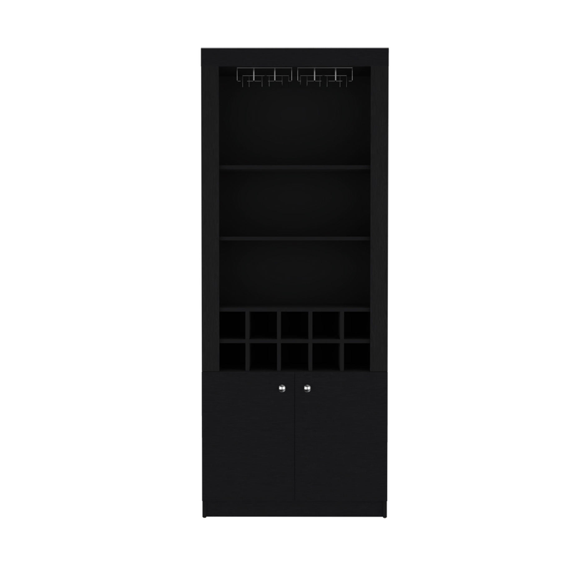 Black Particle Board Bar Cabinet - Spacious Storage Design - Living ...