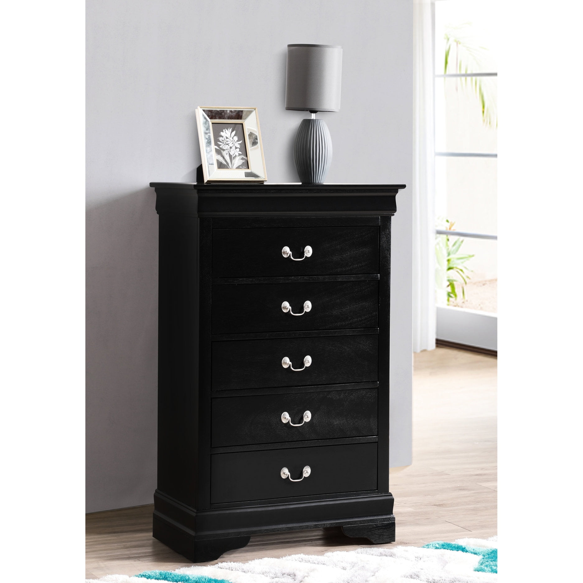 Black Particle Board Chest+Positive Stop Drawers”-“Bedroom Use+Safe ...