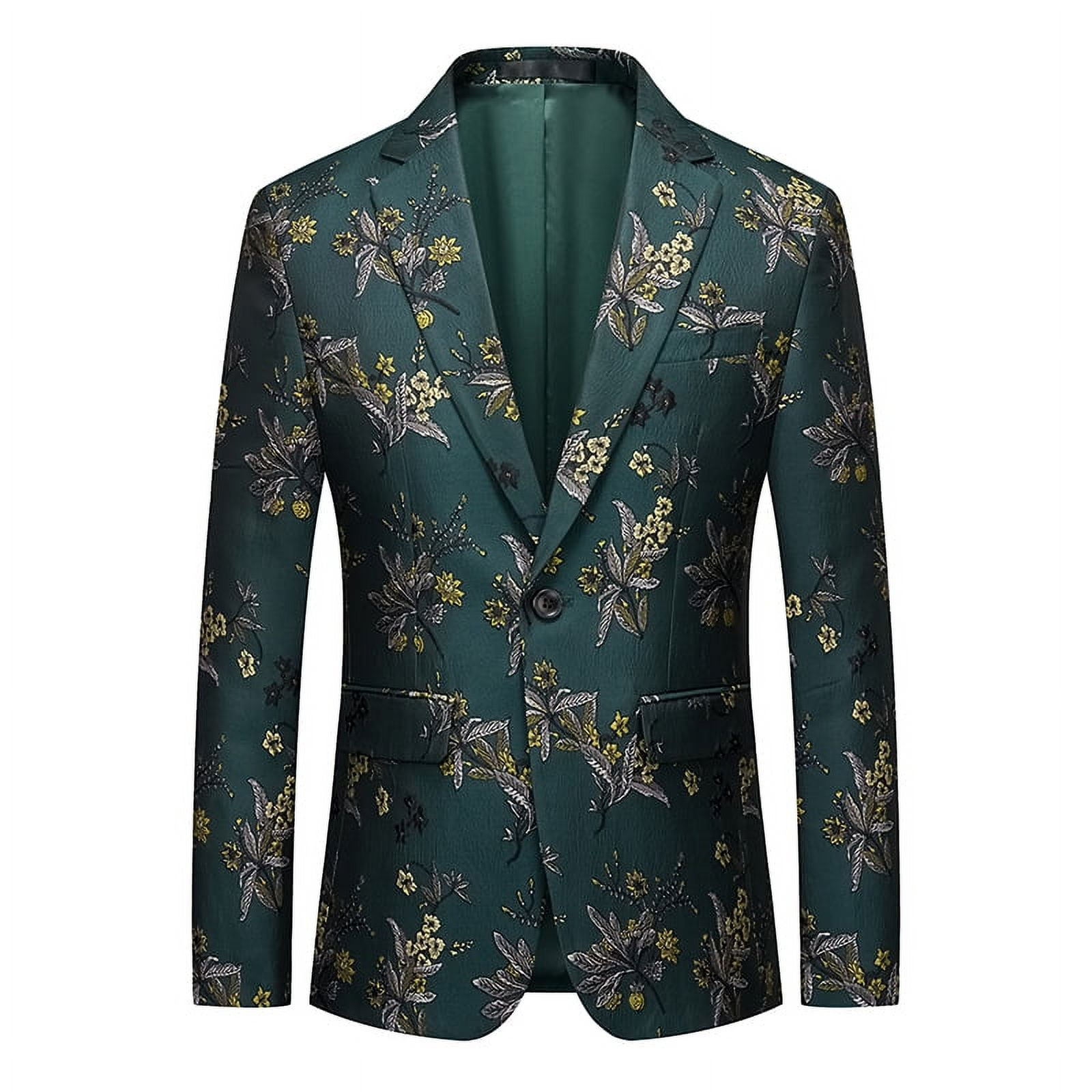Black Party Blazer Men Floral Jacquard Suit Jacket Luxury Designer Blazer Steampunk Mascuino ...