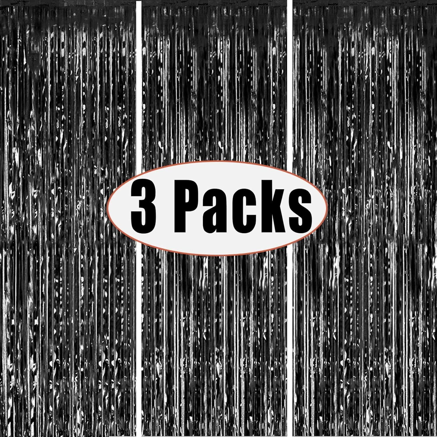 Black Party Streamers, 3.2ft x 6.5ft Tinsel Streamers,Party Decorations ...