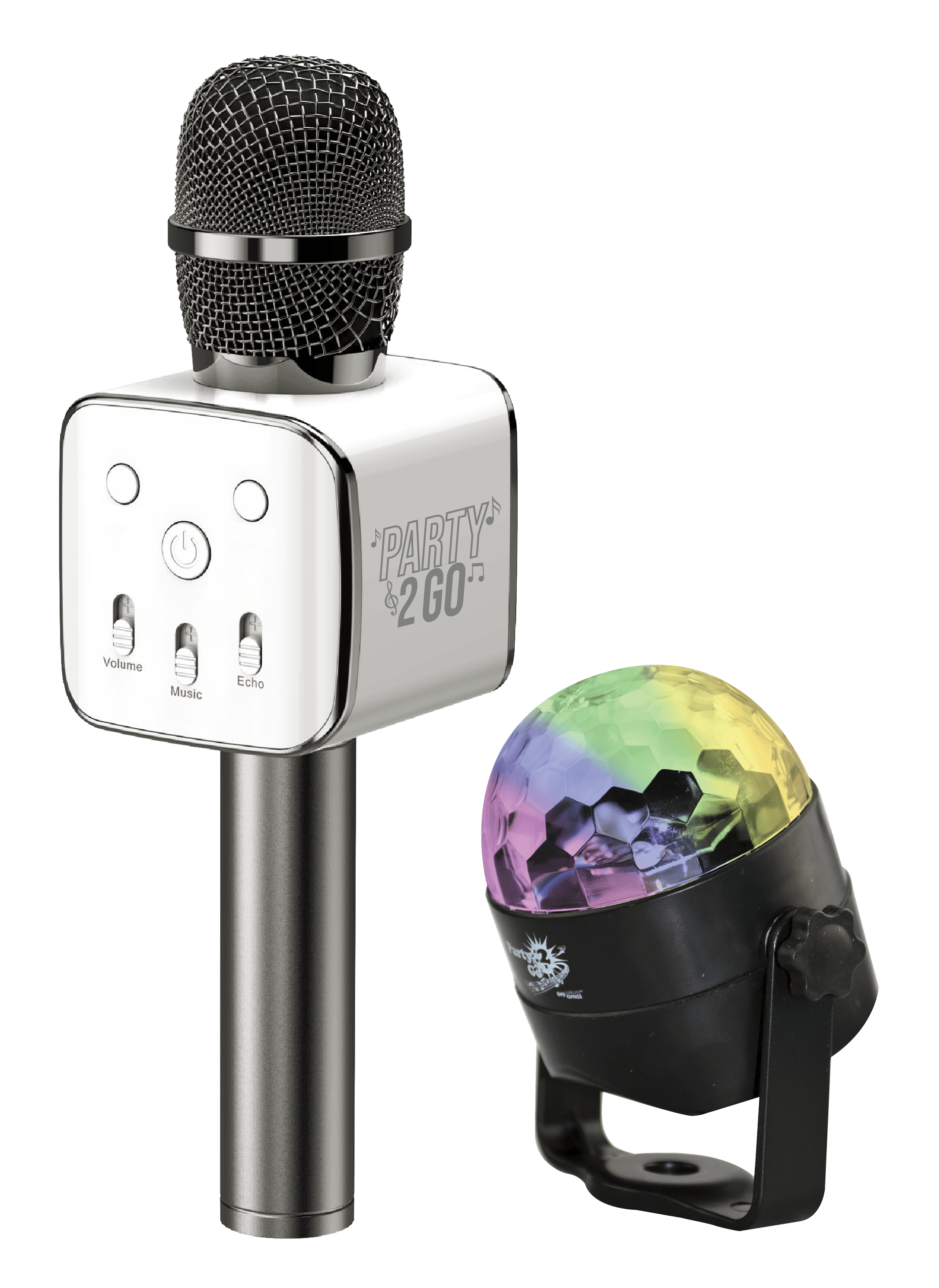 Black Party2Go Bluetooth Karaoke Microphone and Disco Ball Set (P2G ...