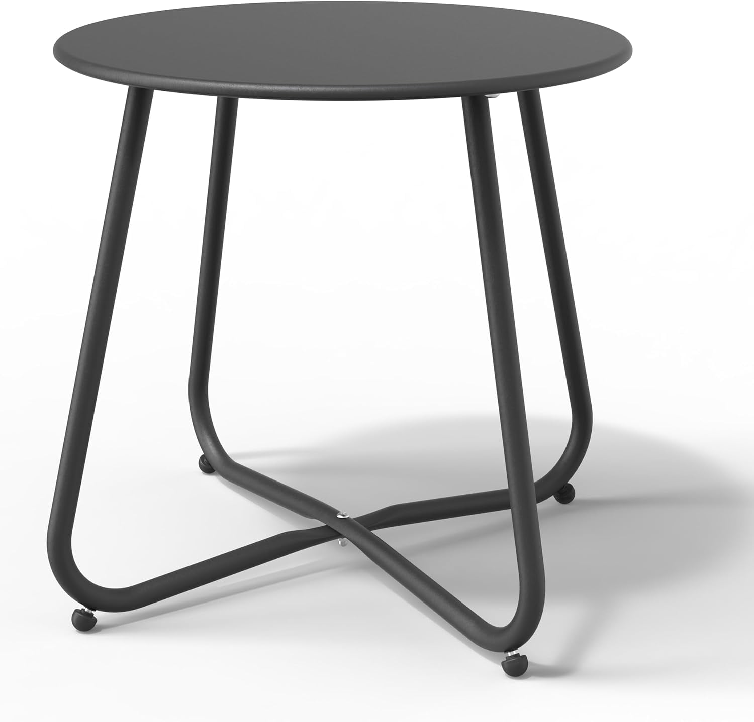 Black Patio Side Table, 18" Weatherproof Steel Outdoor Indoor Table for ...