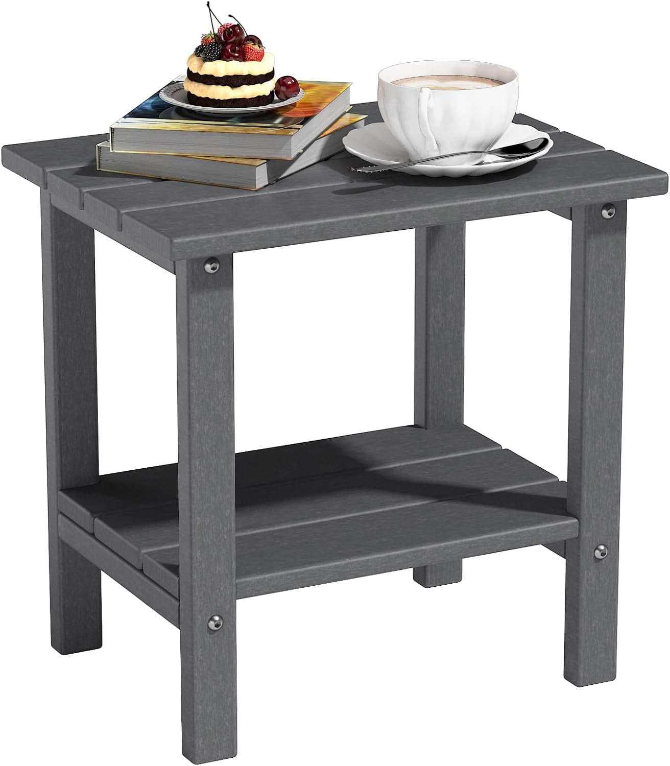 Black Patio Side Table, Weatherproof Steel Outdoor Indoor Table for ...