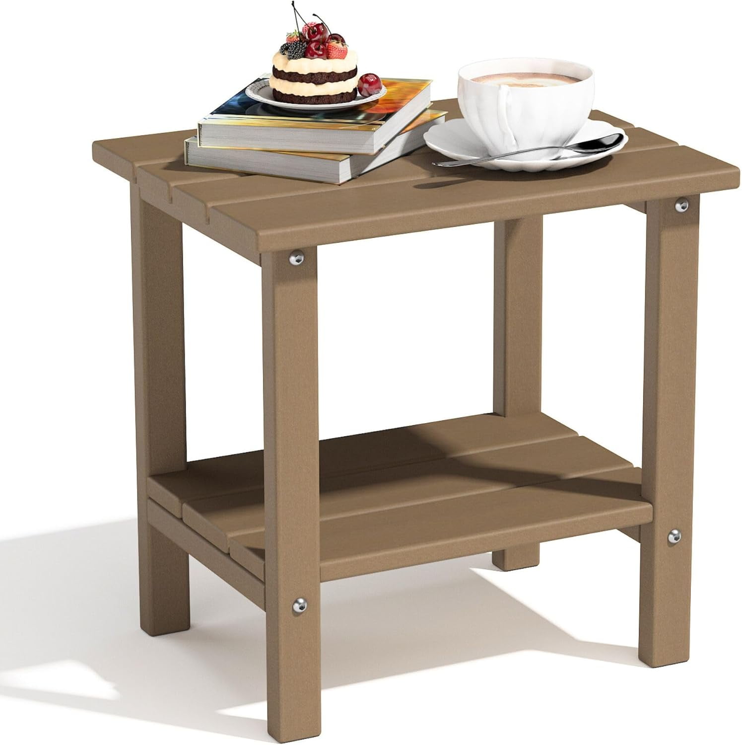 Black Patio Side Table, Weatherproof Steel Outdoor Indoor Table for ...