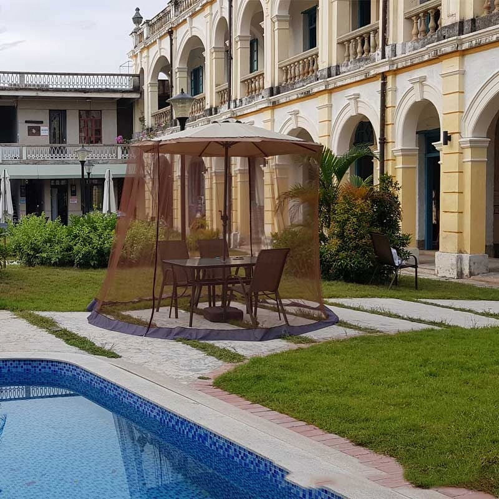 Black Patio Umbrella Netting, Mosquito Barrier Net, Double Zipper Door, Polyester Mesh Screen ...