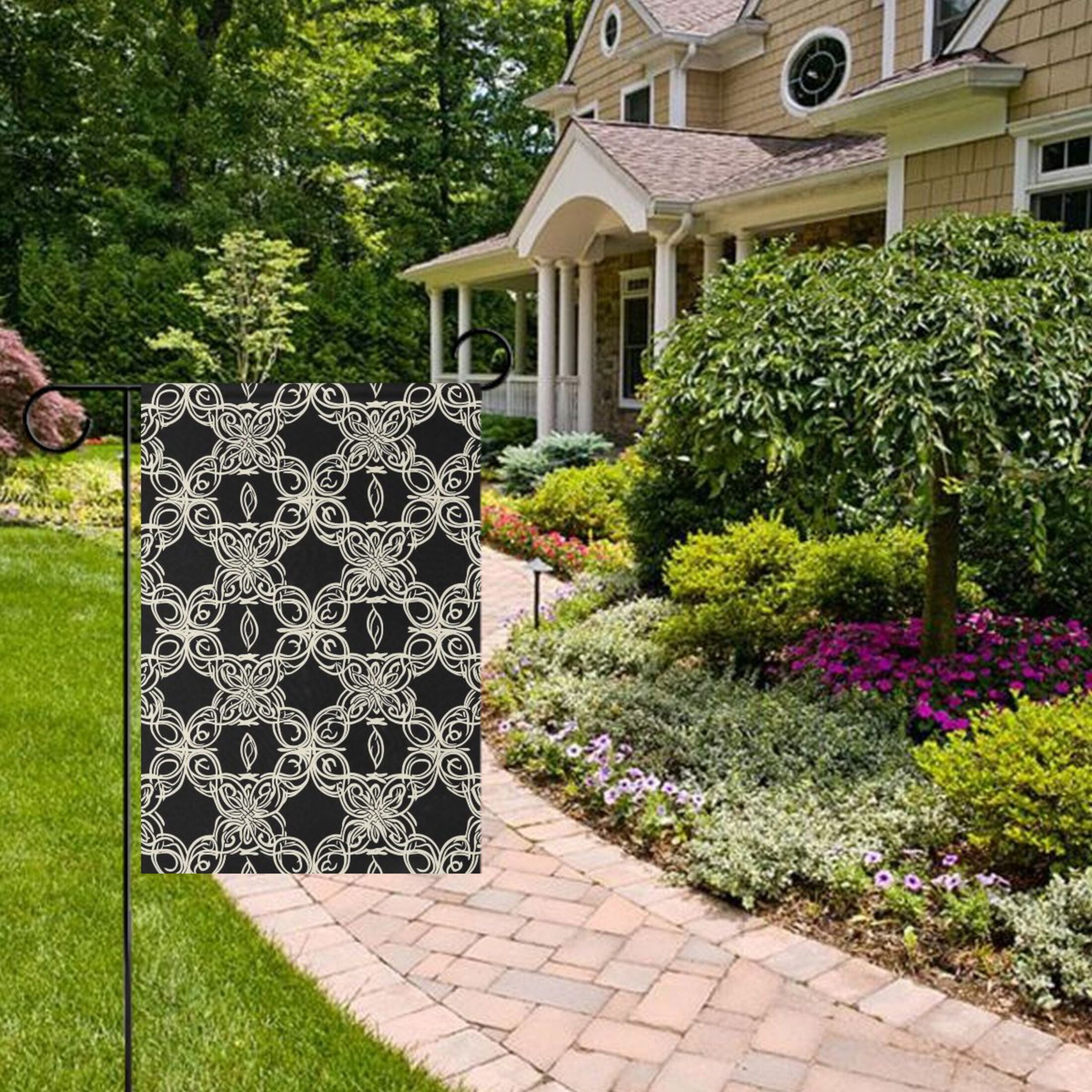 Black Patterned Exquisite Design Garden Flag 28x40 inch Double Sided ...