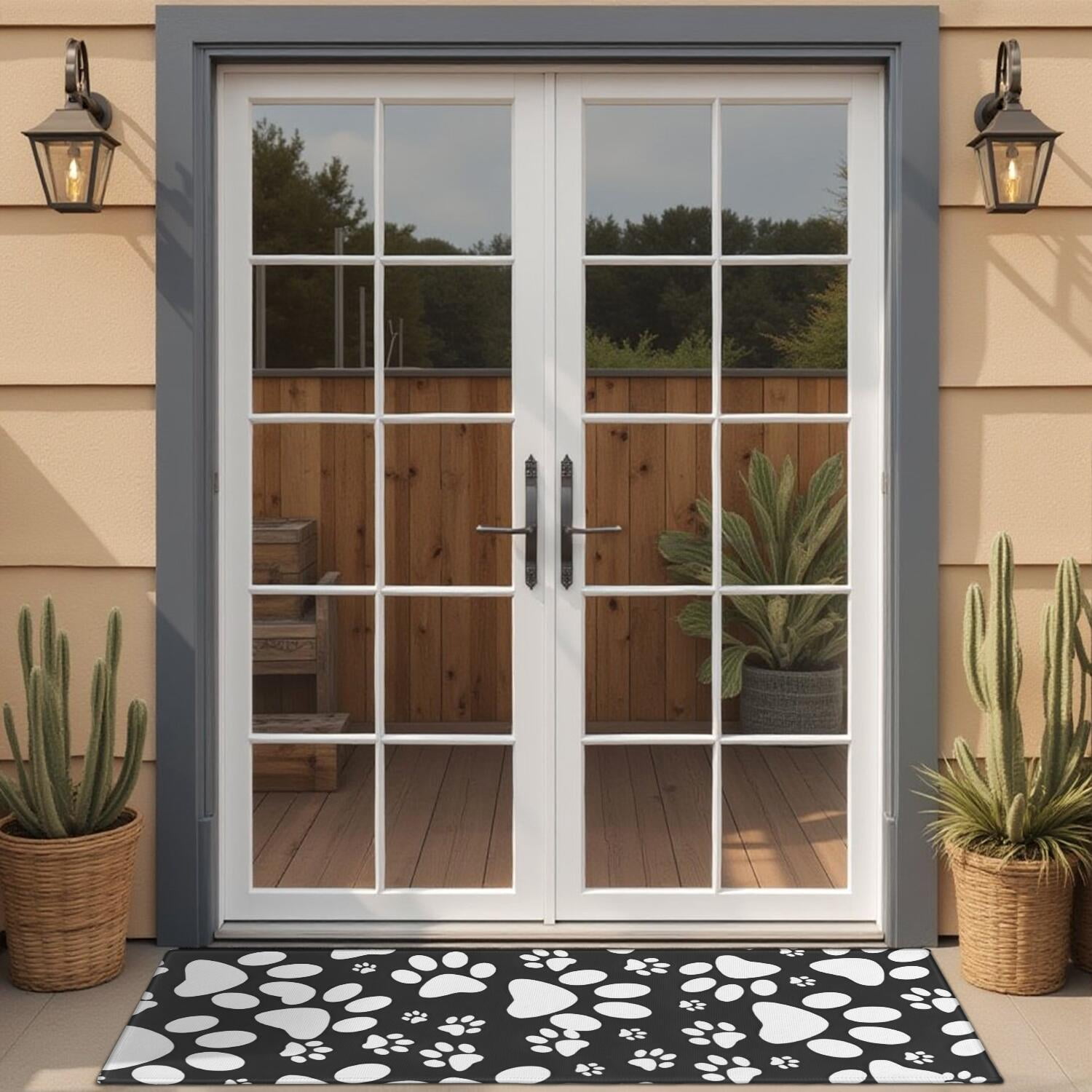 Black Paw Door Rugs,Washable Non Slip Door Mats Indoor,Decorative Door ...