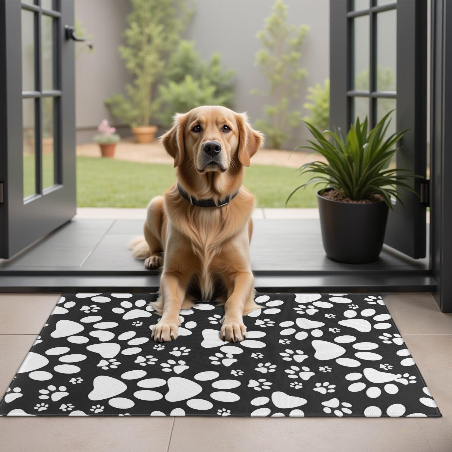 Black Paw Door Rugs,Washable Non Slip Door Mats Indoor,Decorative Door ...