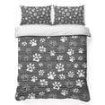 Black Paw Print 3 Piece Quilt Bedding Set with 2 Pillow Shams, Modern ...