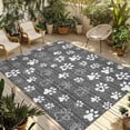 Black Paw Print Outdoor Rug, Modern Classic Black White Animal Large ...