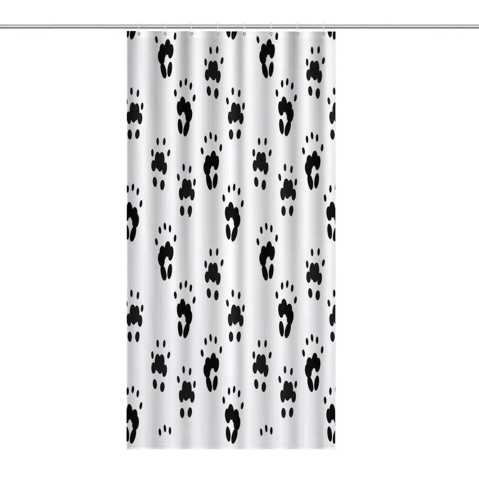 Black Paw Print Pattern Print Shower Curtain,Cloth Fabric Waterproof ...