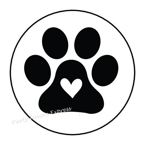 Black Paw Print With Heart Stickers Party Favors Phone Decal Water ...