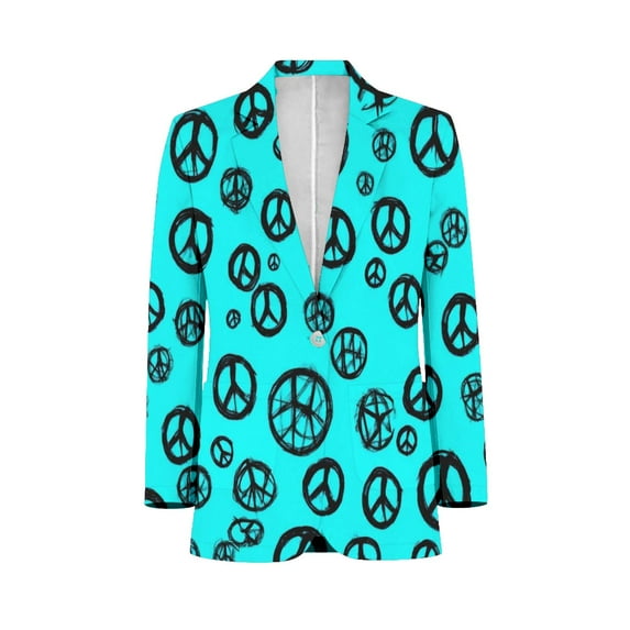 Black Peace Signs On Blue Background Men Blazers Slim Clothing Summer ...