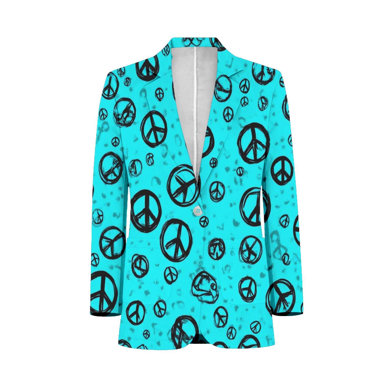 Black Peace Signs On Blue Background Men's Suit Blazer Casual Party ...