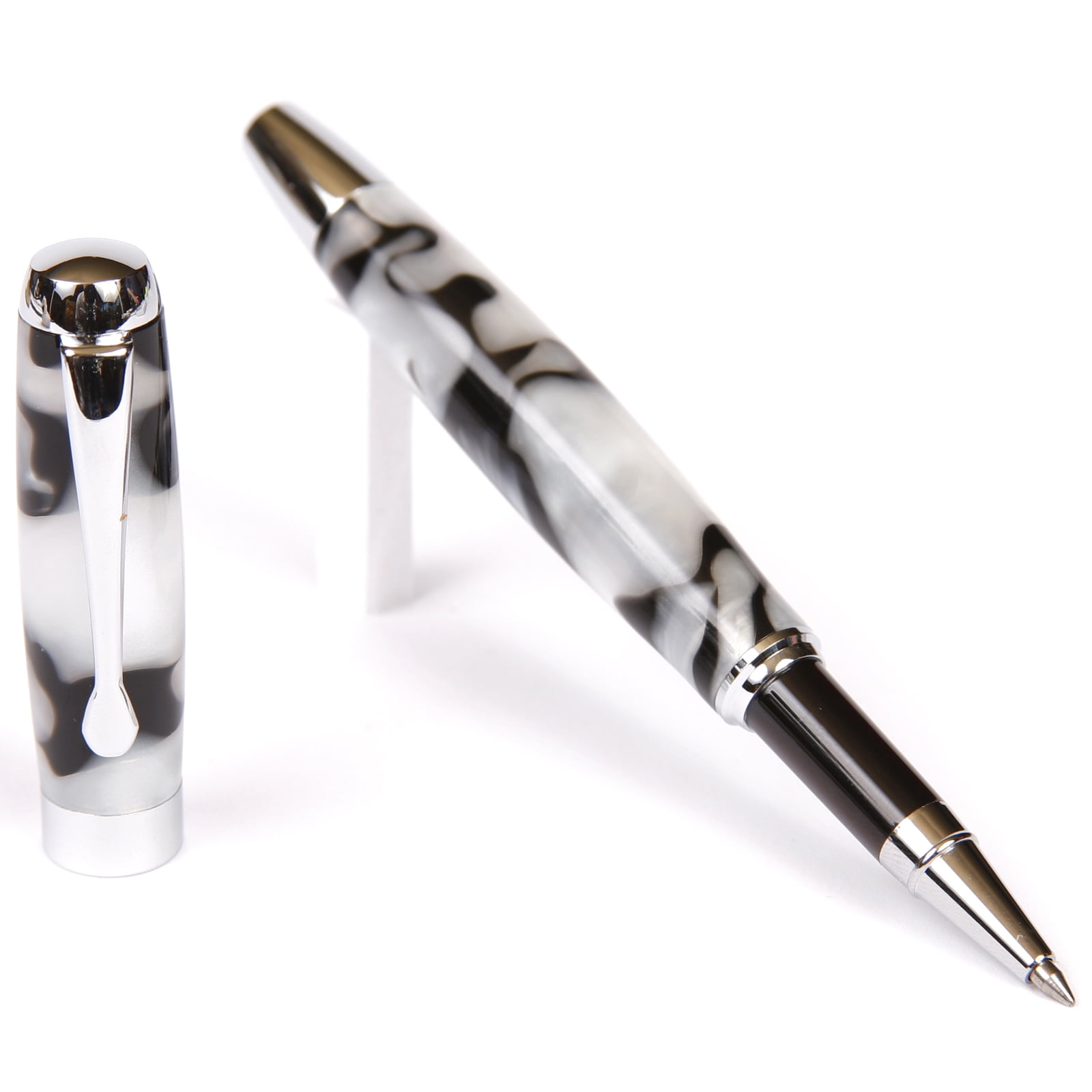 Black & Pearl Marbleized Gloss Body, Tuscany Rollerball Pen (Black Ink ...