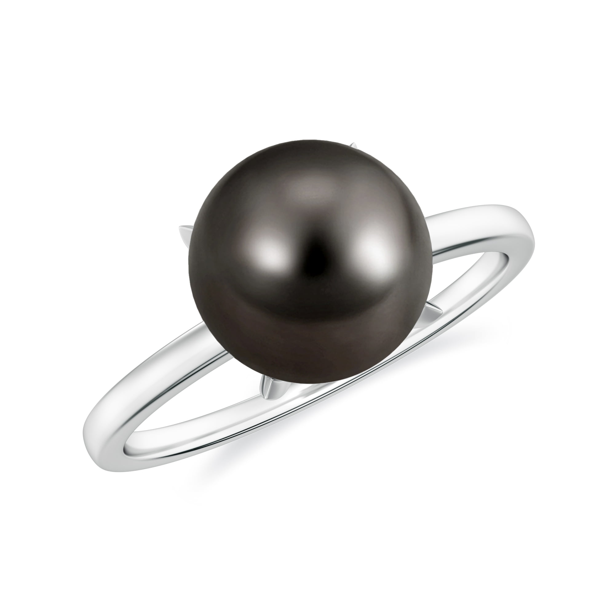 Black Pearl Solitaire Ring 925 Sterling Silver Tahitian Pearl Statement ...