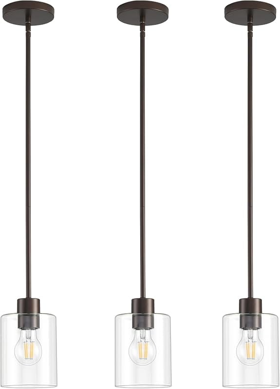 Black Pendant Lights Kitchen Island - Clear Glass Pendant Light Fixture ...
