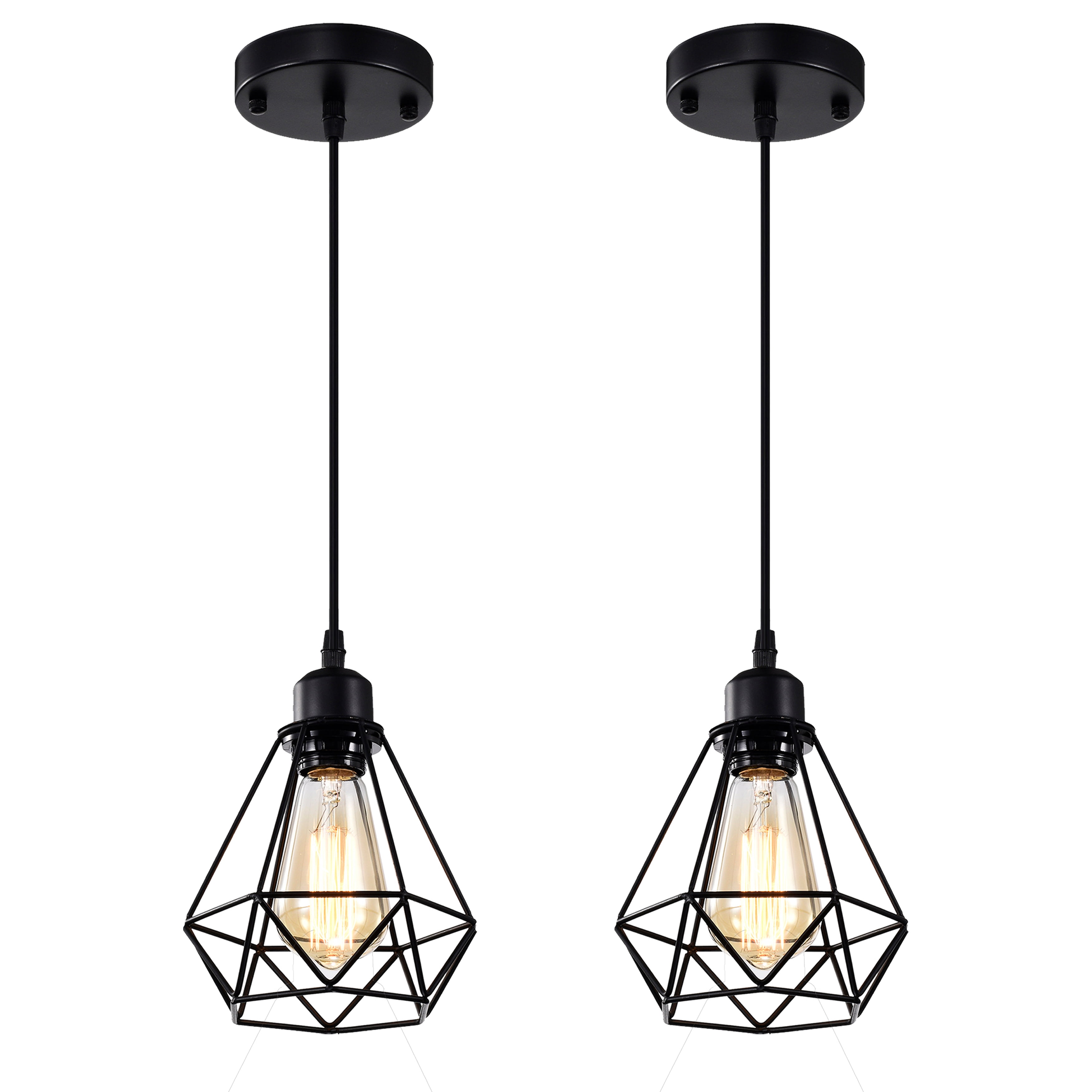 ASHOP Black Pendant Lights, 2-Pack, Modern LED Fixtures, Farmhouse ...