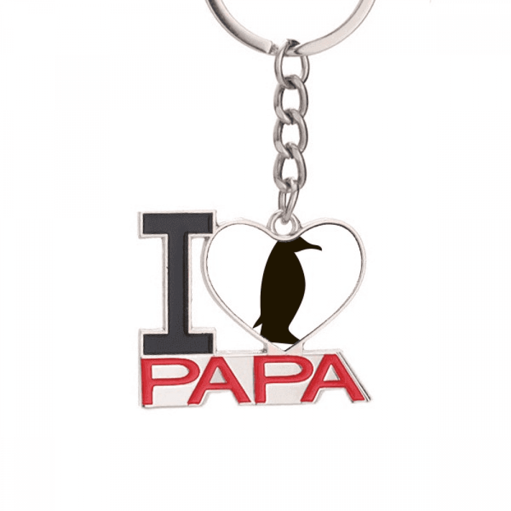 Black Penguin Animal Portrayal Keychain Metal Keyring Holder Love PAPA ...