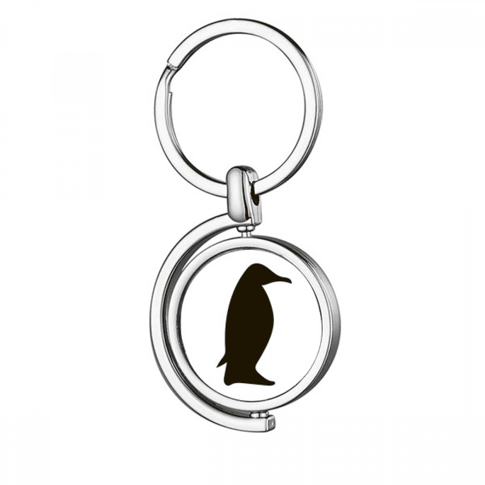 Black Penguin Animal Portrayal Rotating Keychain Metal Keyring Holder ...