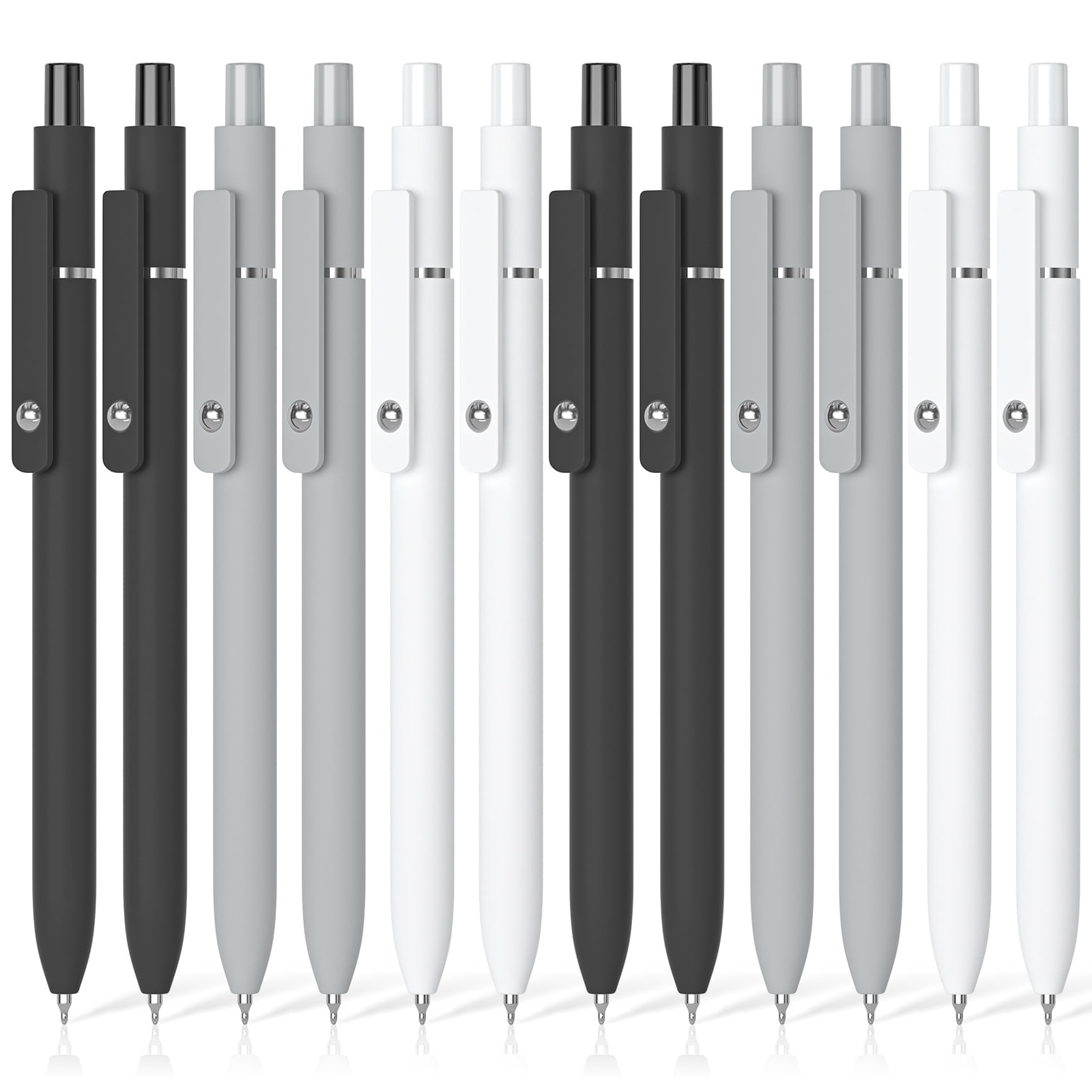 Black Pens 12 pcs Retractable Black Ink Gel Pens, 0.5mm Fine Point Pen ...