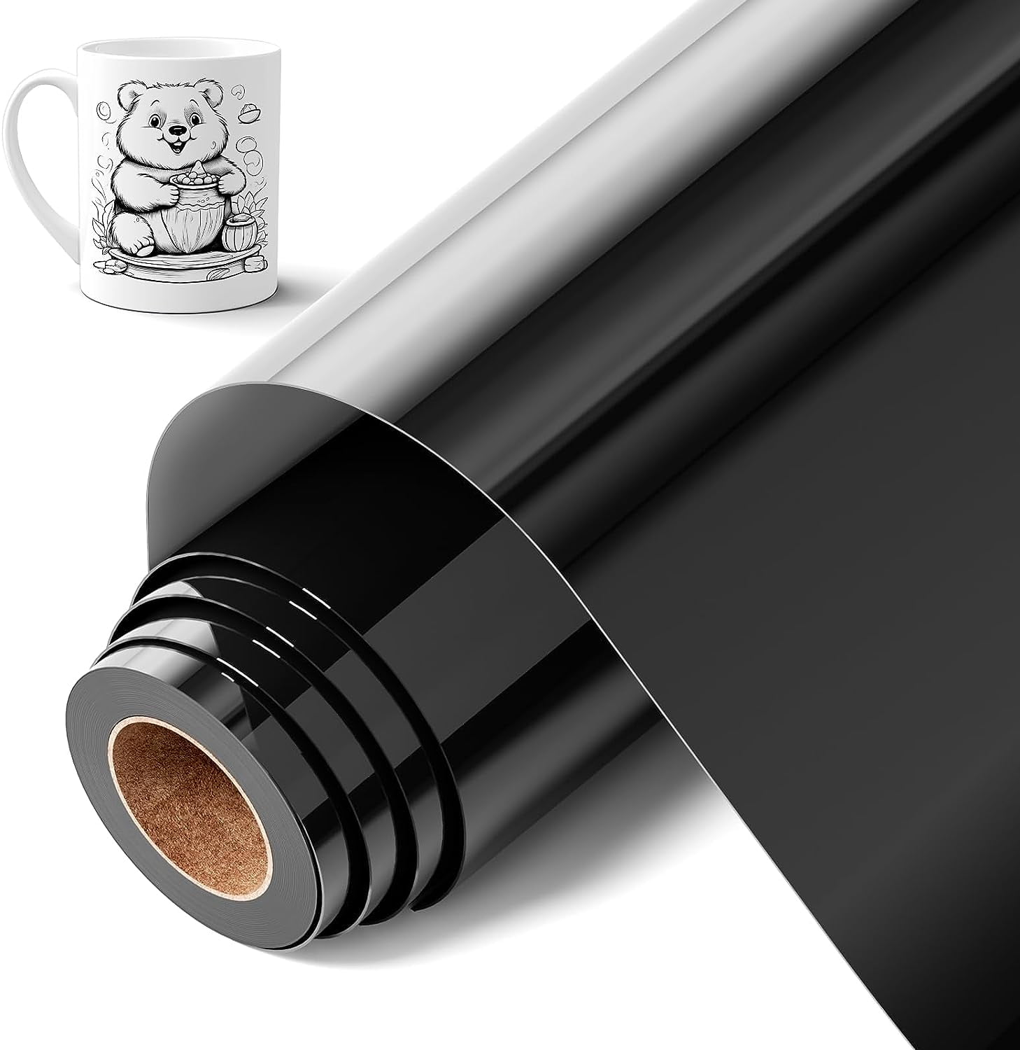 Black Permanent Vinyl - 12" x11FT Black Adhesive Vinyl Roll for All ...