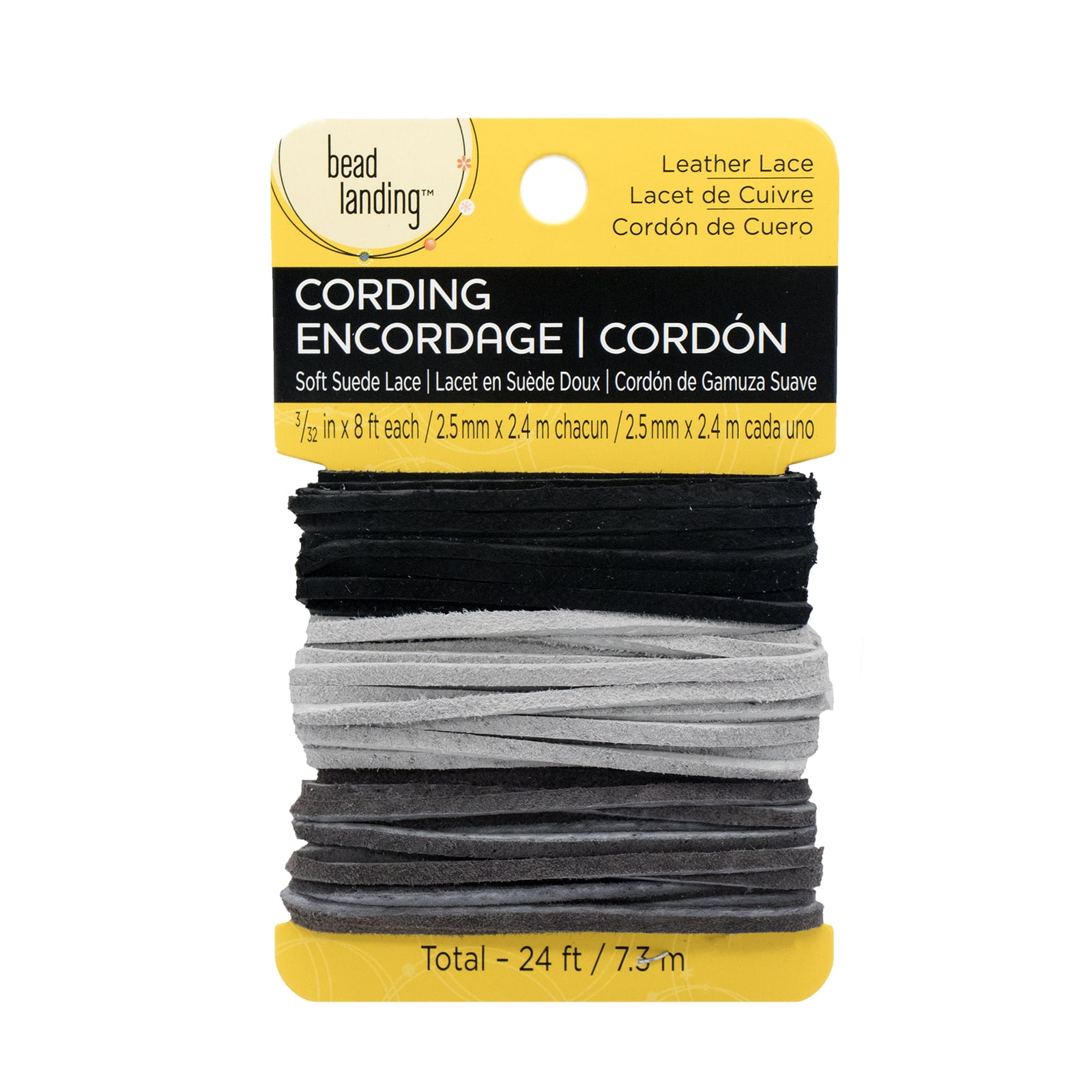 Black - Pewter and Charcoal Soft Leather Lace Cording By Bead Landing ...