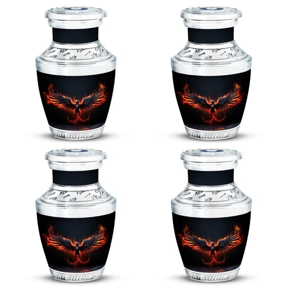 Black Phoenix In Red Fire Urn Collection, Mini Cremation Urns For Human ...
