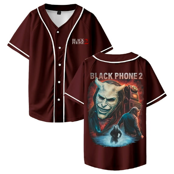 Black Phone 2 You Have Been Warned Baseball Jersey Short Sleeve Button ...
