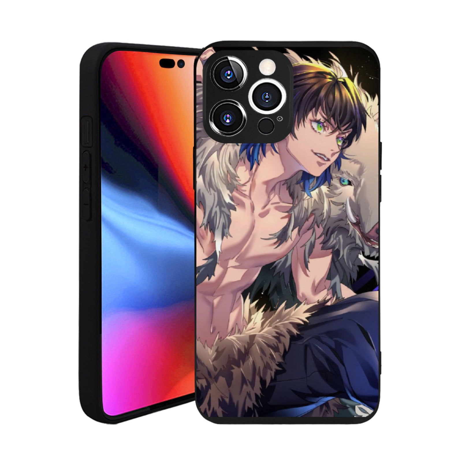 Black Phone Case Anime Inosuke Hashibira Kimetsu Compatible for iPhone ...