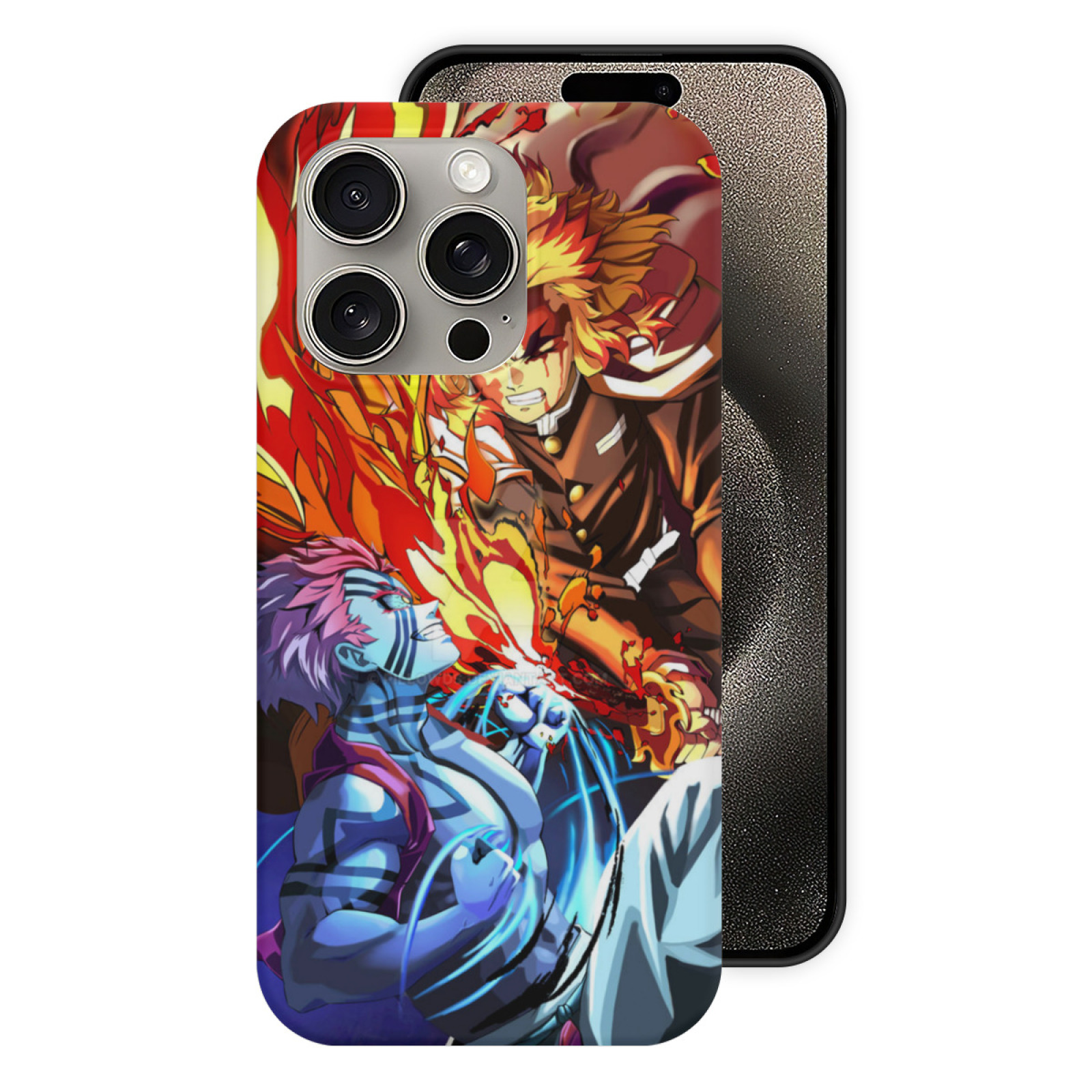 Black Phone Case Demon Kimetsu Rengoku Kyoujurou for iPhone 15 Plus ...
