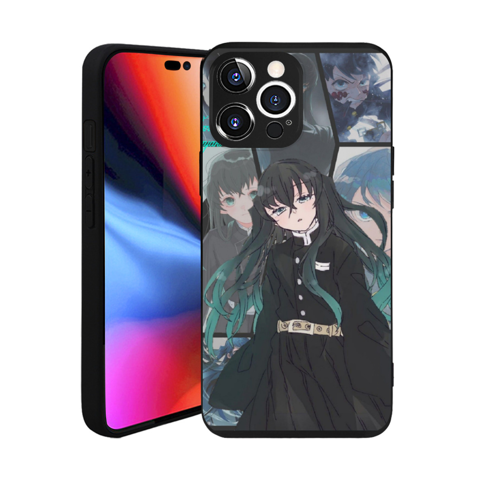 Black Phone Case Demon Tokito Muichiro Compatible for iPhone 14 Plus ...