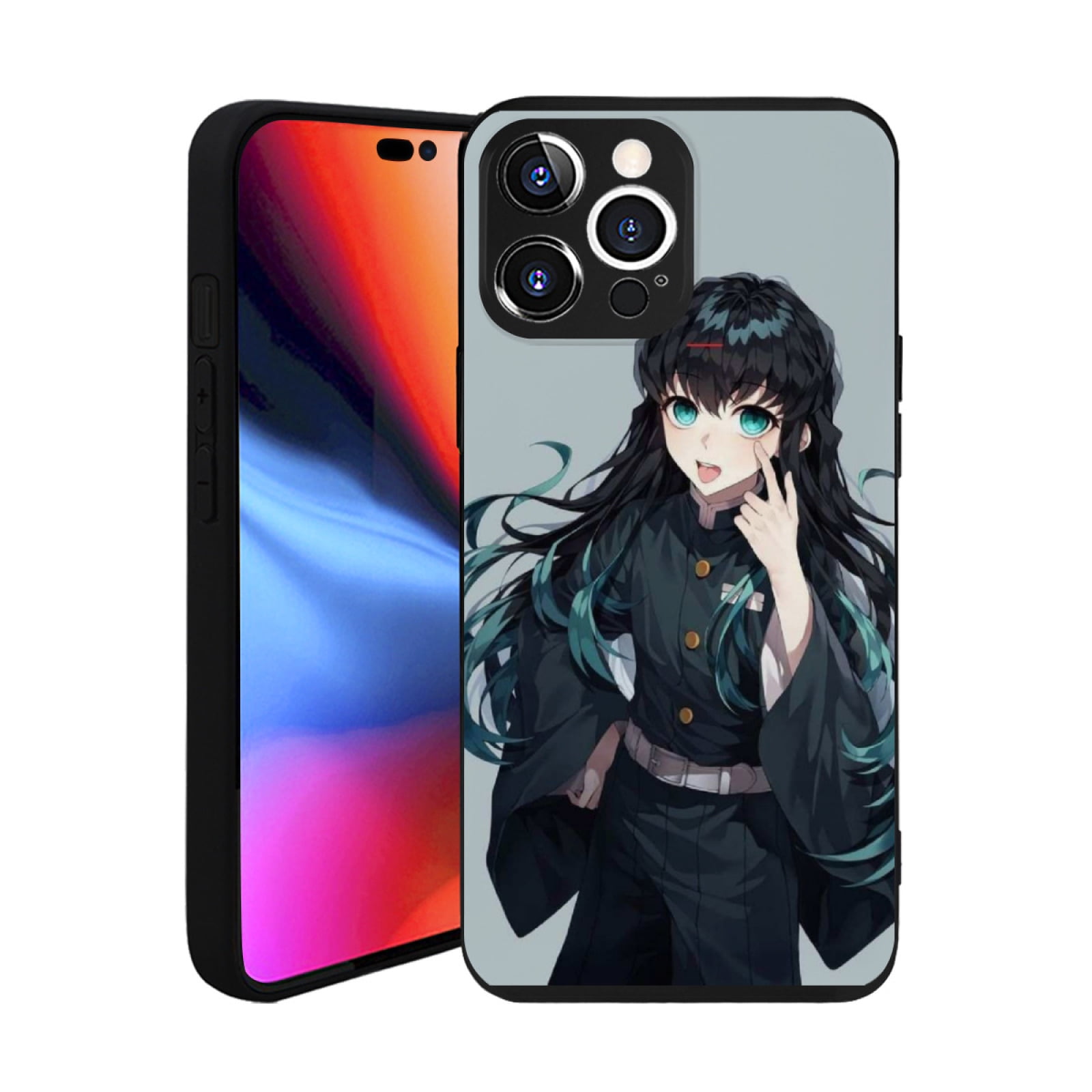 Black Phone Case Demon Tokito Muichiro Compatible for iPhone 14 Pro Max ...