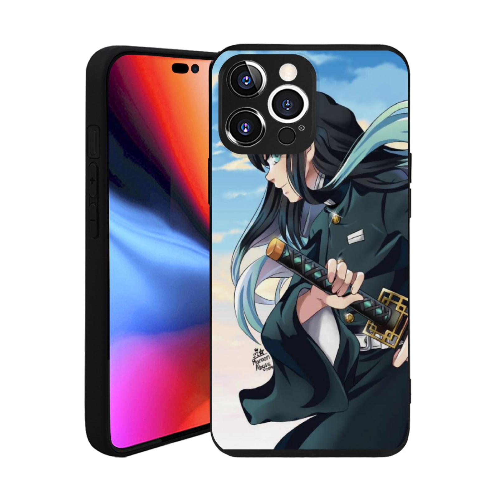 Black Phone Case Demon Tokito Muichiro Compatible for iPhone 15 Pro ...