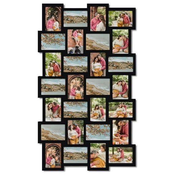 Black Photo Frame Collage Wall Decor 4x6, 28 Openings - Basket Weave ...