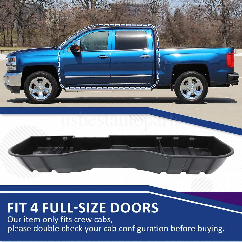 Black Pickup Underseat Storage Box for 07-18 Chevy Silverado 07-19 GMC ...