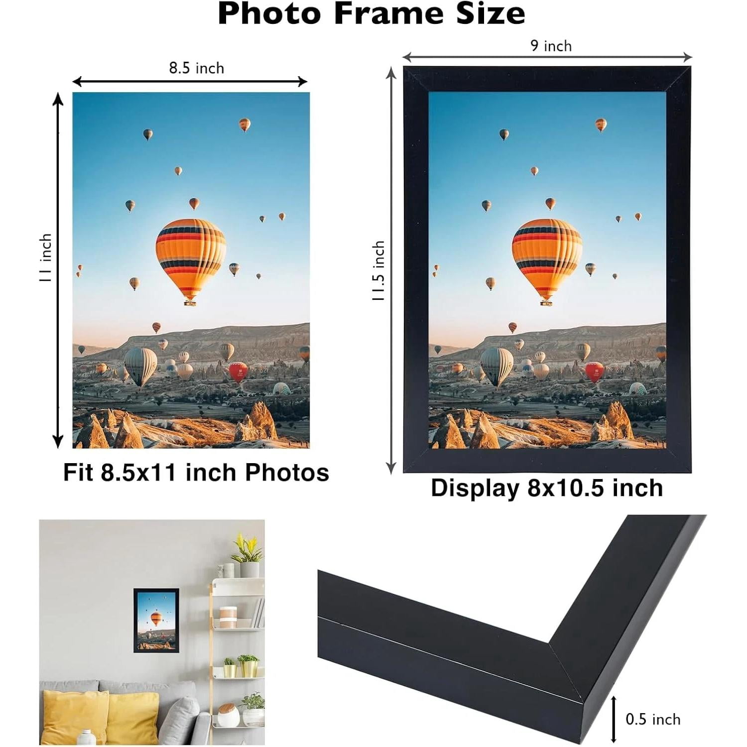 Black Picture Frame 8.5x11 Inch for Photo Poster and Certificate ...