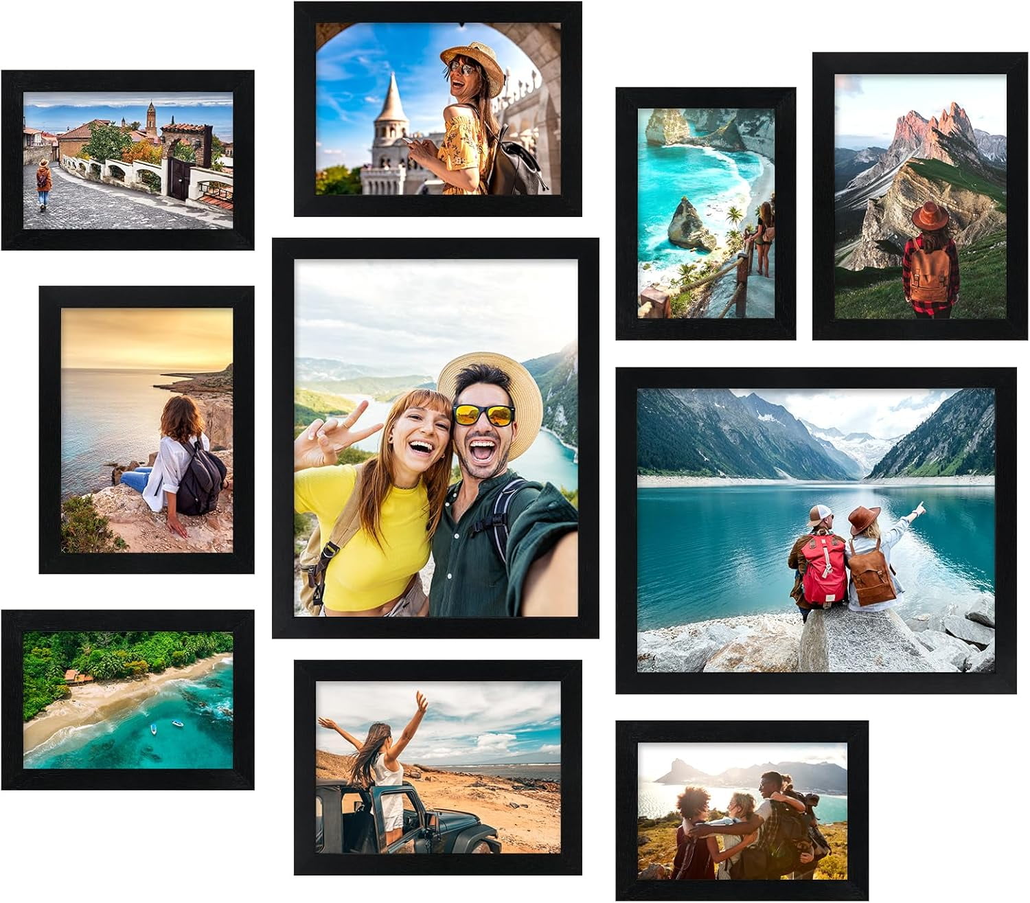 Black Picture Frames, 10 Pack Collage Picture Frame Set for Wall ...