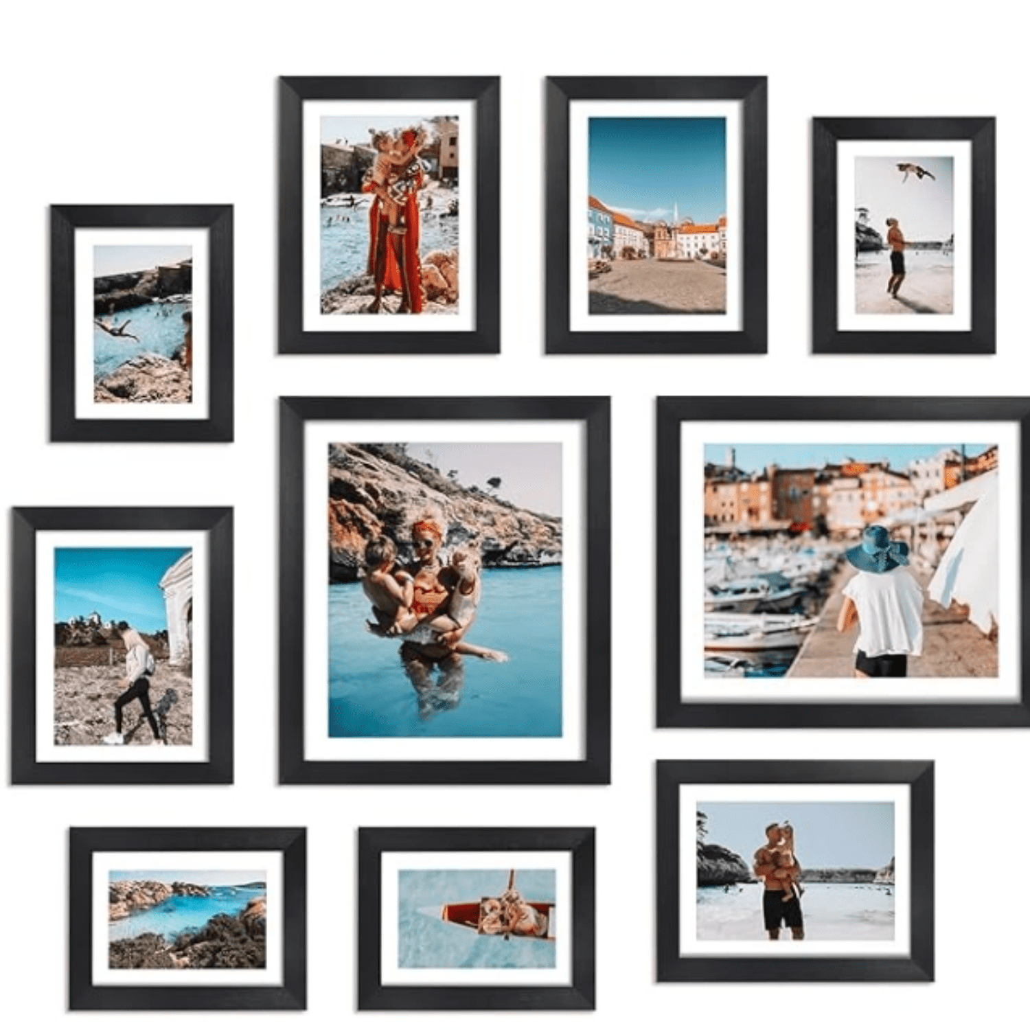 Black Picture Frames with Mat for Multiple Sizes Photos, Four 4x6, Four 5x7, Two 8x10 for ...