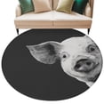 Black Pig Round Rug 5ft Washable Circle Kitchen Rugs Non Slip Cute ...