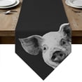 Black Pig Table Runner Linen Burlap Table Runner 72 Inches Long Cute ...
