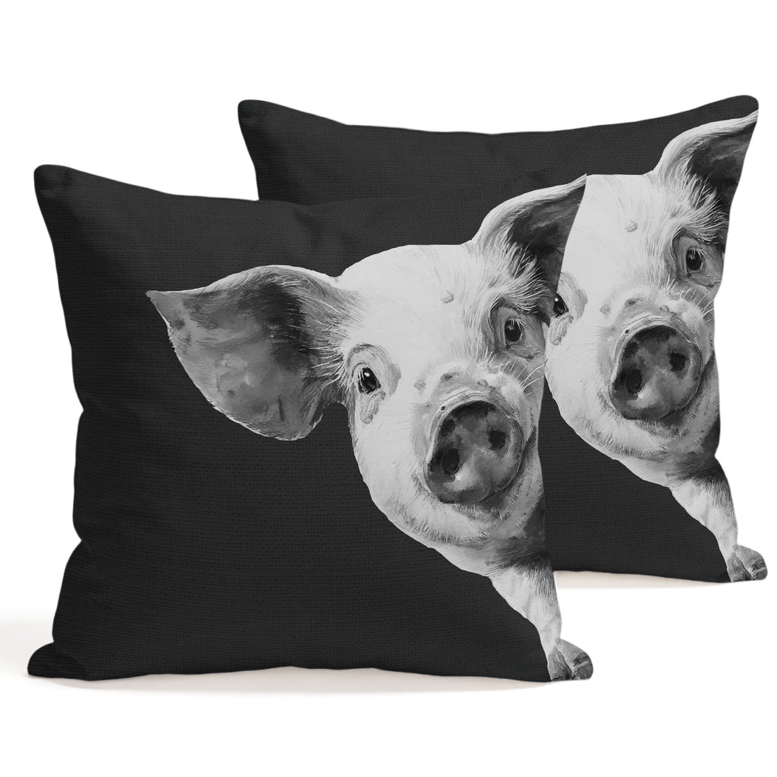 Black Pig Throw Pillow Covers 18 x 18 Inch Pillow Covers Set of 2 ...