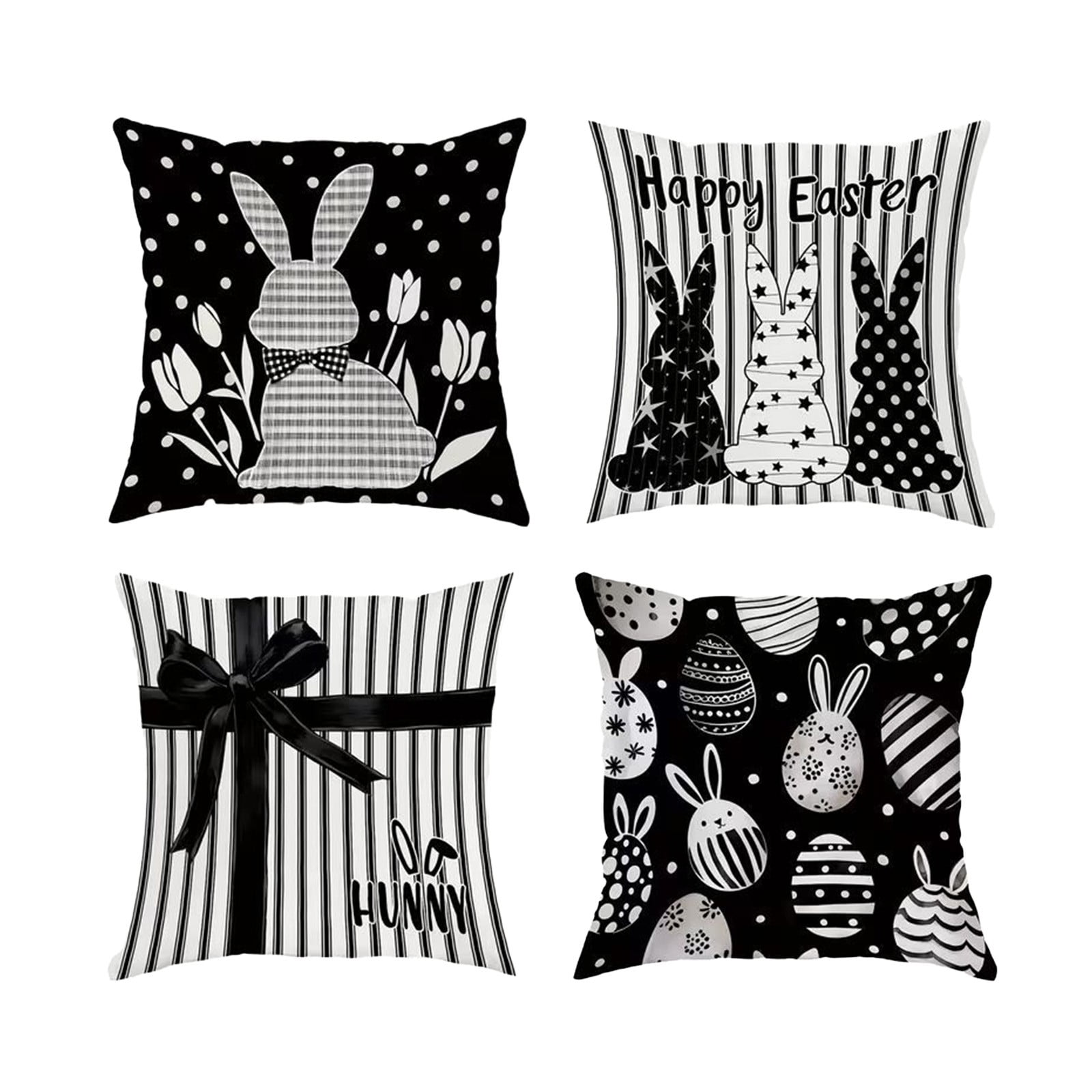 Black Pillow Covers In A Dark Hue Made From Soft Short Pile Knit Fabric ...