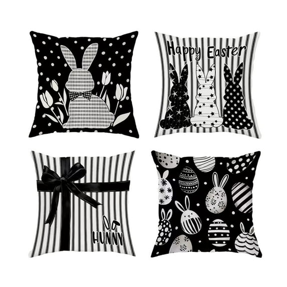 Black Pillow Covers In A Dark Hue Made From Soft Short Pile Knit Fabric ...