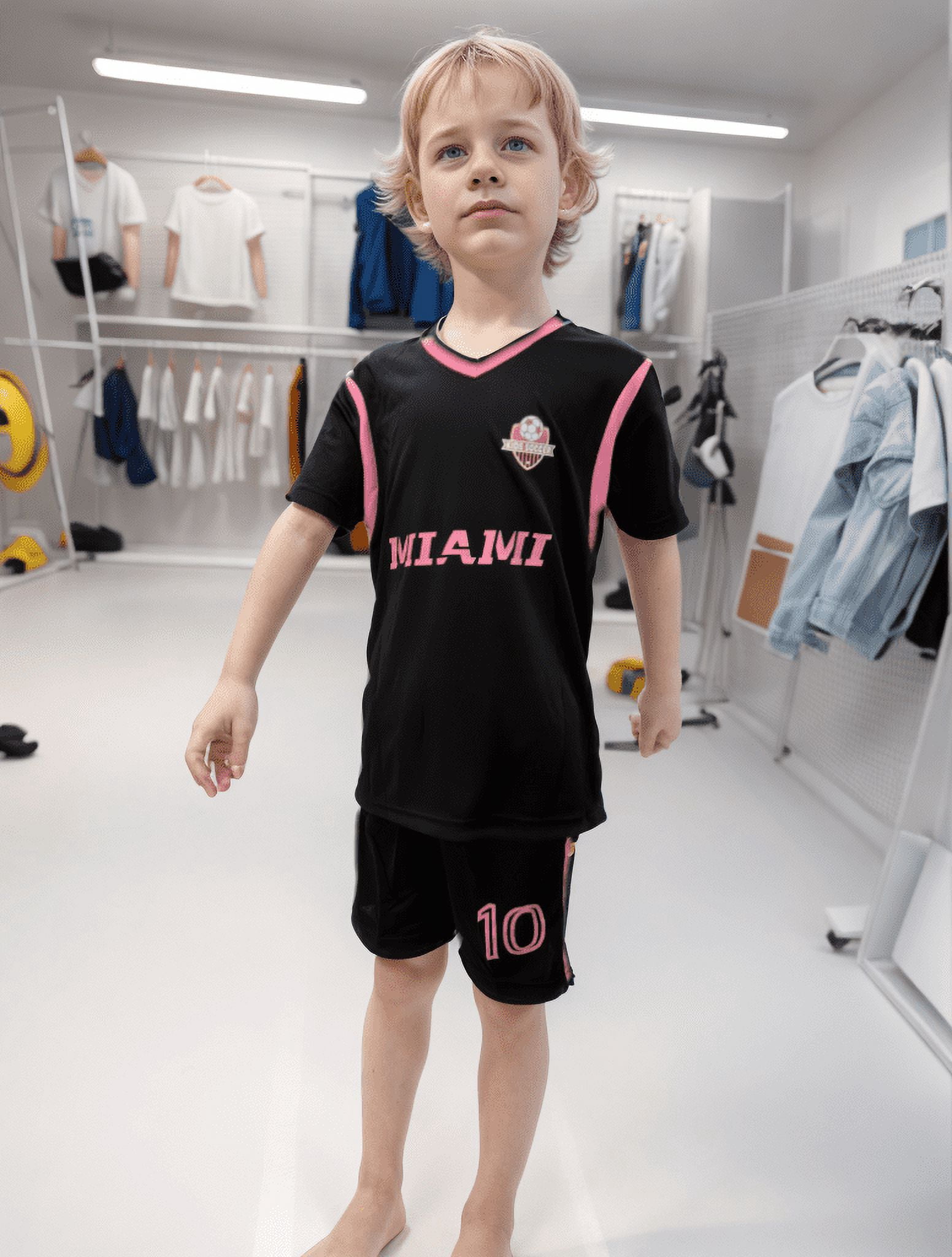 Black Pink 3 Pieces Set Jersey for Kids Soccer Jersey for Boys Girls ...