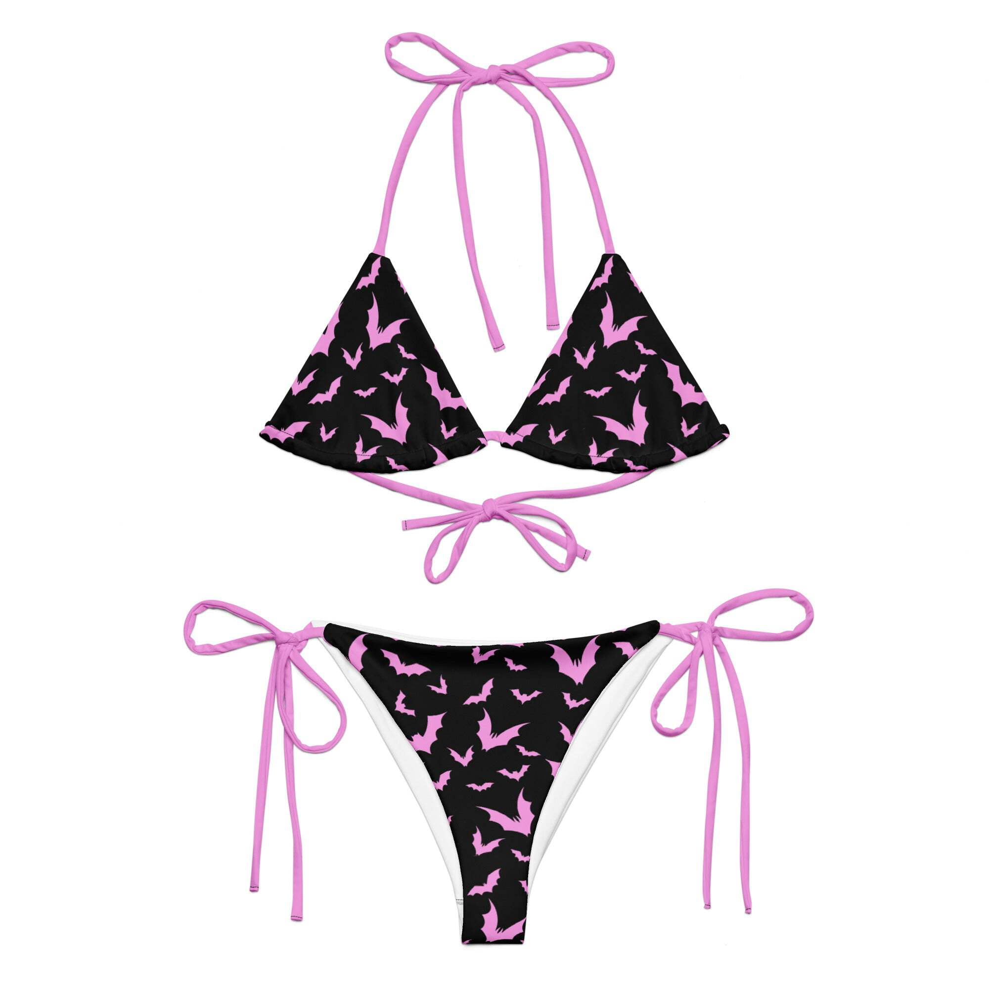 Black & Pink Bat Print Bikini Set - Walmart.com