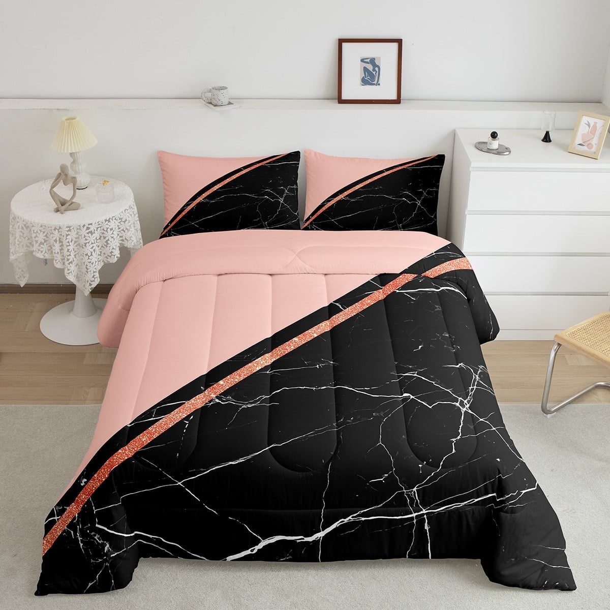 Black And Pink Comforter Set